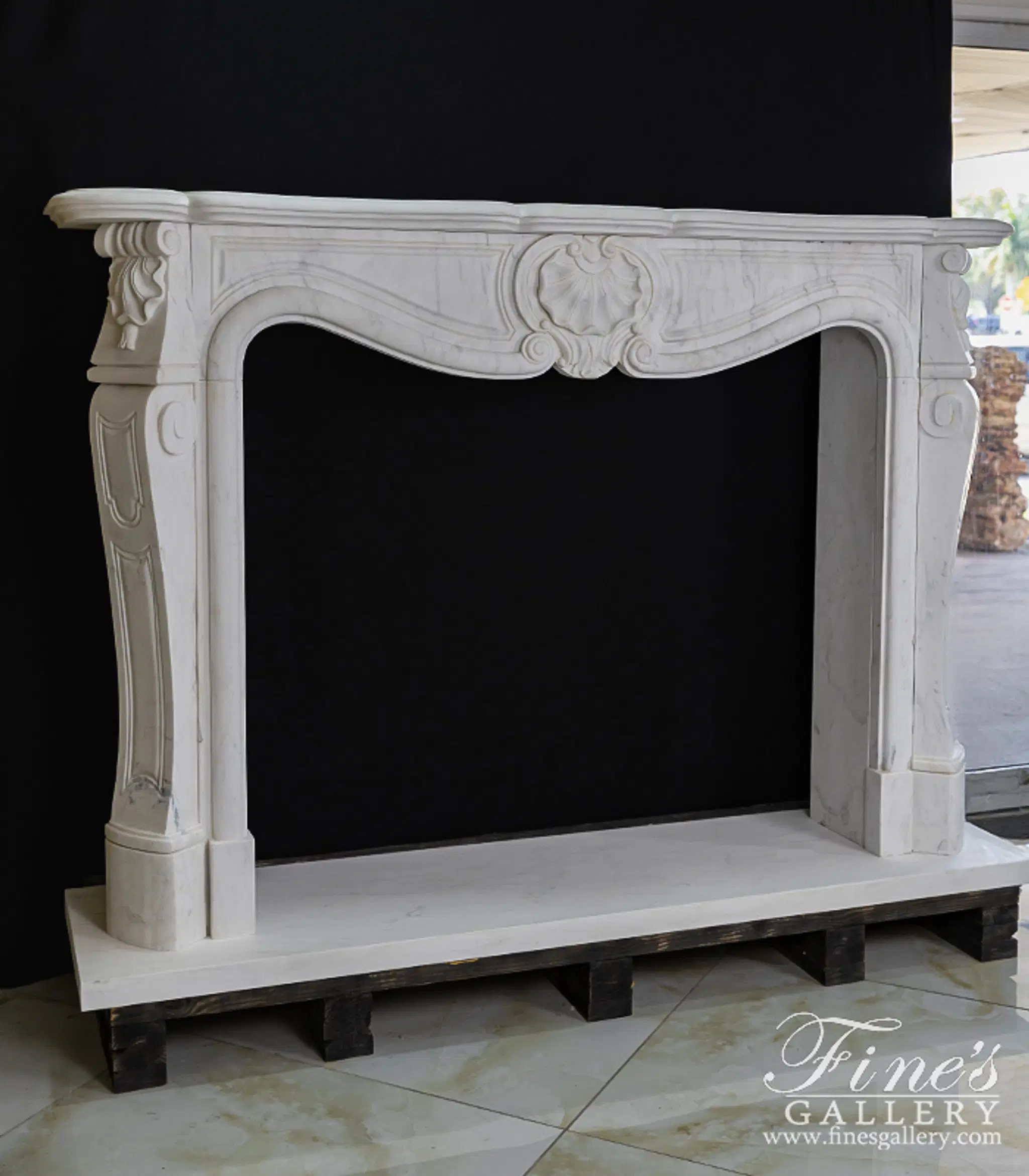 Marble Fireplaces - Shell Motif French Mantel In Statuary White Marble - MFP-2503 - Fine's ...